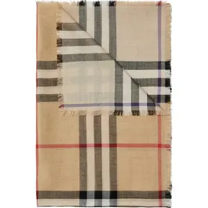 Burberry Check Reversible Wool & Silk Scarf - Sand/lichen