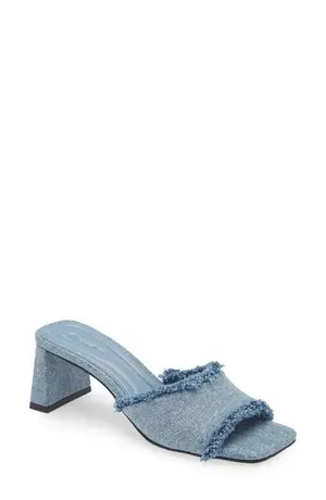 OPEN EDIT Jaydin Slide Sandal - Blue Stonewashed Denim