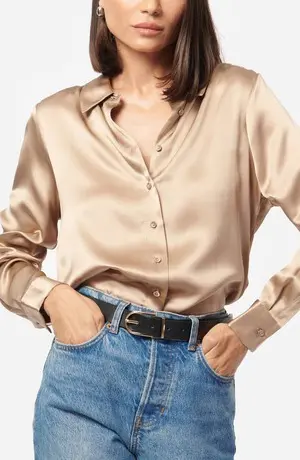 Cami Nyc Crosby Silk Charmeuse Shirt - Champagne