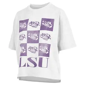 PRESSBOX Lsu Tigers Motley Crew Andy Waist Length Oversized T-shirt - White