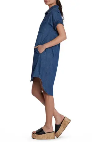 WASH LAB DENIM Clean Denim Shirtdress - Deep Blue