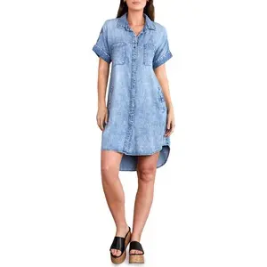 Wash Lab Denim Short Sleeve Day Dresses
