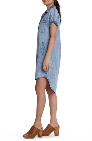 WASH LAB DENIM Clean Denim Shirtdress - Mid Blue