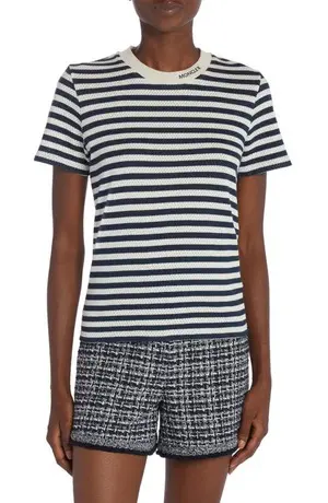 Moncler Stripe Pointelle Cotton T-shirt