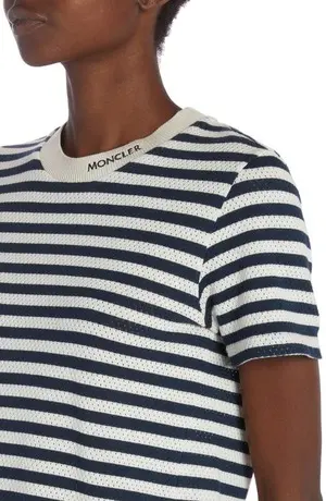 Moncler Stripe Pointelle Cotton T-shirt