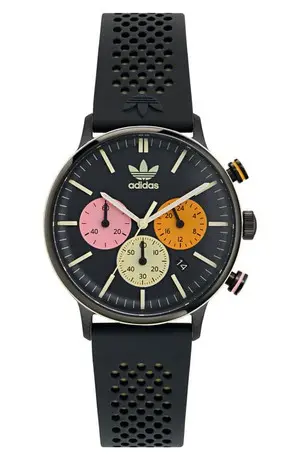 Adidas Ao Silicone Strap Chronograph Watch - Black