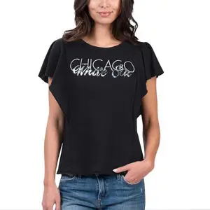 G-III 4HER BY CARL BANKS Chicago White Sox Crowd Wave T-shirt - Black