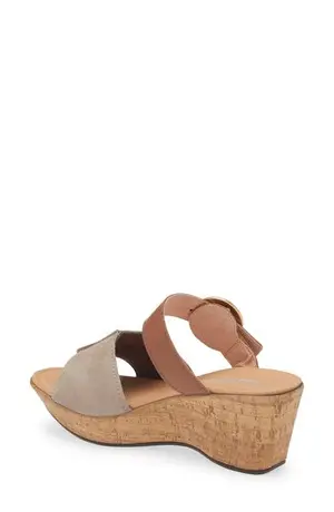 Naot Breezy Platform Wedge - Stone Nubuck/caramel Leather