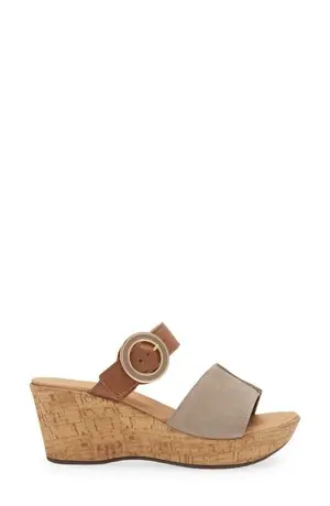 Naot Breezy Platform Wedge - Stone Nubuck/caramel Leather