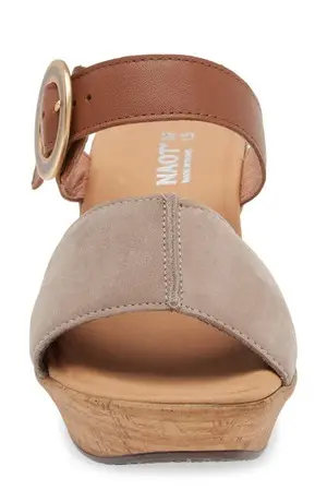 Naot Breezy Platform Wedge - Stone Nubuck/caramel Leather