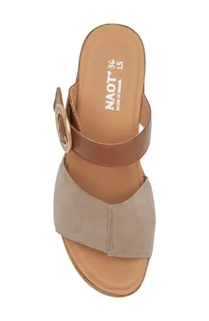 Naot Breezy Platform Wedge - Stone Nubuck/caramel Leather