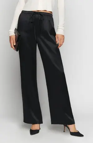 REFORMATION Olina Wide Leg Silk Pants