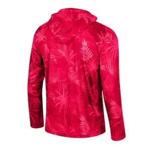 COLOSSEUM Nc State Wolfpack Palms Printed Lightweight Quarter-zip Hooded Top