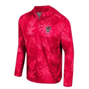 COLOSSEUM Nc State Wolfpack Palms Printed Lightweight Quarter-zip Hooded Top