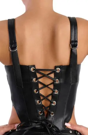 Naked Wardrobe Faux-leather Corset Top