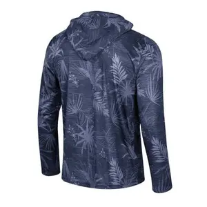 COLOSSEUM Virginia Cavaliers Palms Printed Lightweight Quarter-zip Hooded Top - Navy