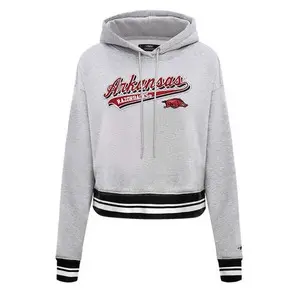 PRO STANDARD Arkansas Razorbacks Script Tail Fleece Cropped Pullover Hoodie