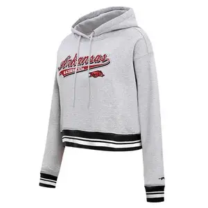 PRO STANDARD Arkansas Razorbacks Script Tail Fleece Cropped Pullover Hoodie