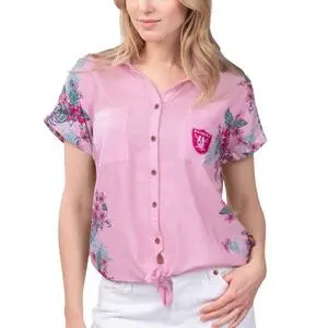 MARGARITAVILLE Las Vegas Raiders Stadium Tie-front Button-up Shirt - Pink
