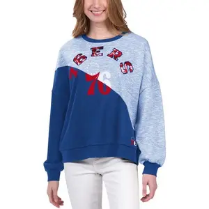 G-III 4HER BY CARL BANKS Philadelphia 76ers Split Pullover Sweatshirt - Royal