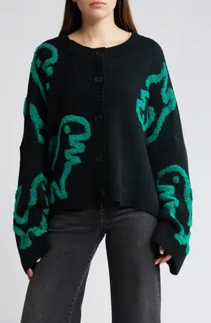 DRESSED IN LALA T-rex Jacquard Cardigan