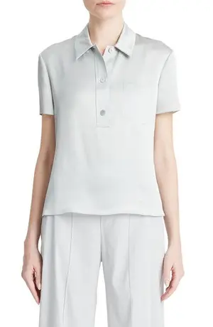 Vince Vince Silk Satin Polo Lunar Dust