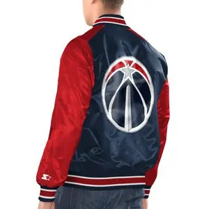 STARTER Red Washington Wizards Renegade Satin Full-snap Varsity Jacket