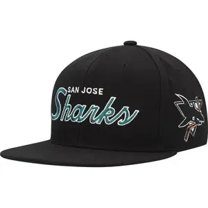 Mitchell & Ness San Jose Sharks Core Team Script 2.0 Snapback Hat - Black