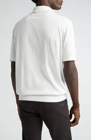 Zegna Premium Cotton Sweater Polo - White