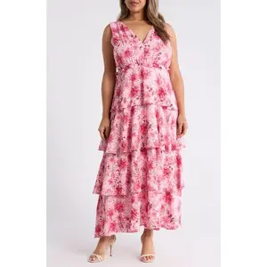 Chelsea28 Tiered Ruffle Maxi Dress - Pink Susie Patchwork