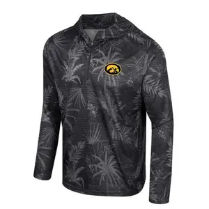 COLOSSEUM Iowa Hawkeyes Palms Printed Quarter-zip Hooded Top