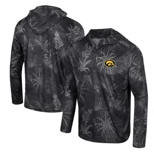COLOSSEUM Iowa Hawkeyes Palms Printed Quarter-zip Hooded Top