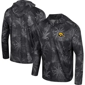 COLOSSEUM Colosseum Iowa Hawkeyes Palms Printed Quarter-Zip Hooded Top Black
