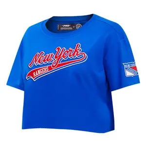 PRO STANDARD New York Rangers Boxy Script Tail Cropped T-shirt