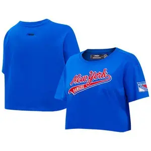 PRO STANDARD New York Rangers Boxy Script Tail Cropped T-shirt