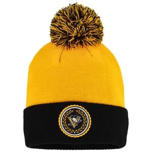 Adidas Pittsburgh Penguins Laurel Cuffed Knit Hat With Pom - Gold