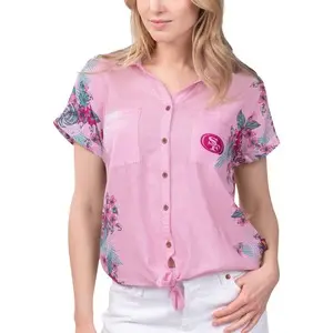 MARGARITAVILLE San Francisco 49ers Stadium Tie-front Button-up Shirt - Pink