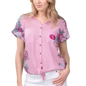 MARGARITAVILLE San Francisco 49ers Stadium Tie-front Button-up Shirt