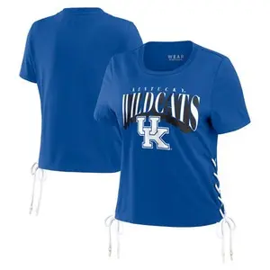 WEAR BY ERIN ANDREWS Kentucky Wildcats Side Lace-up Modest Crop T-shirt - Royal