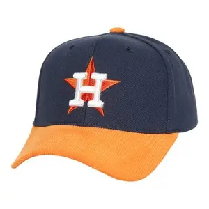 Mitchell & Ness Orange Houston Astros Corduroy Pro Snapback Hat - Navy