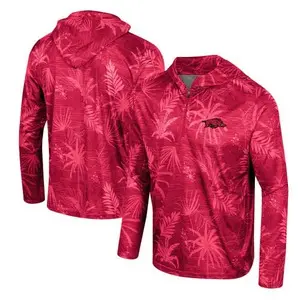 COLOSSEUM Arkansas Razorbacks Palms Printed Lightweight Quarter-zip Hooded Top - Cardinal