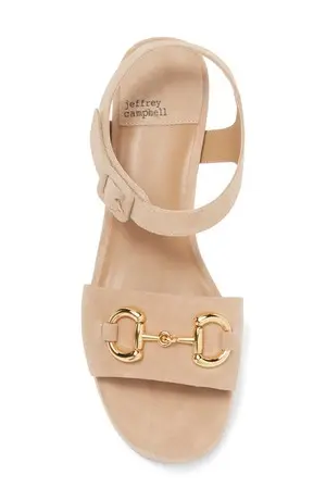 Jeffrey Campbell Timeless 2 Platform Sandal - Natural Suede Gold