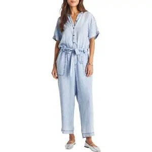 Splendid Ray Chambray Jumpsuit - Bleached Indigo