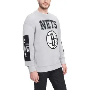 Tommy Hilfiger Brooklyn Nets Hayes Crew Neck Pullover Sweatshirt - Heather Gray