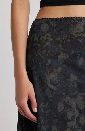 Topshop Floral Semisheer Mesh Jersey Skirt