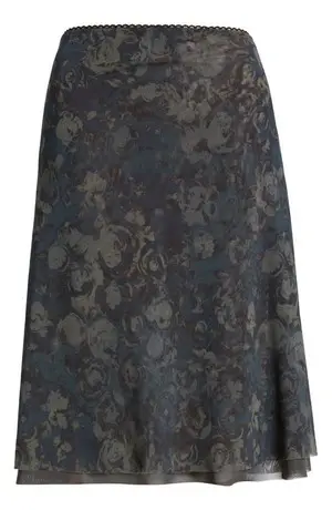 Topshop Floral Semisheer Mesh Jersey Skirt