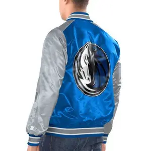 STARTER Silver Dallas Mavericks Renegade Satin Full-snap Varsity Jacket