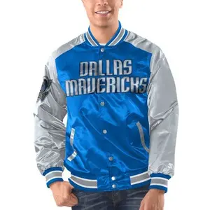 STARTER Silver Dallas Mavericks Renegade Satin Full-snap Varsity Jacket