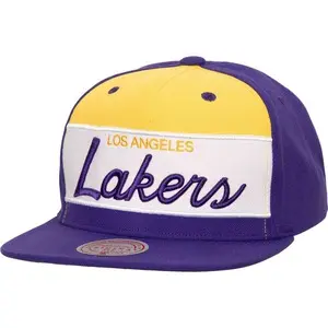 Mitchell & Ness Los Angeles Lakers Retro Sport Color Block Script Snapback Hat By