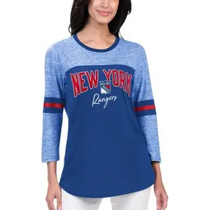 G-III 4HER BY CARL BANKS New York Rangers Play The Game 3/4-sleeve T-shirt - Blue